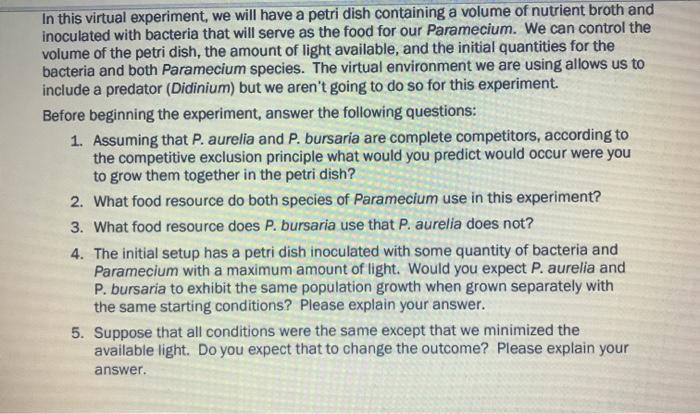 Solved Revisiting Gause and the Competitive Exclusion | Chegg.com