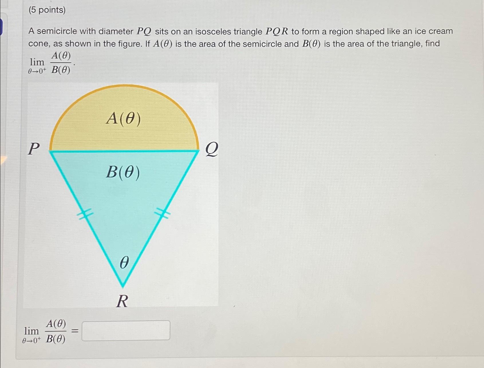 Solved (5 ﻿points)A semicircle with diameter PQ ﻿sits on an | Chegg.com