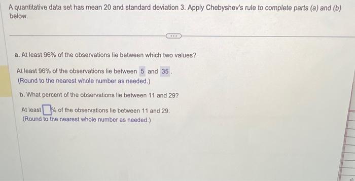 Solved A quantitative data set has mean 20 and standard | Chegg.com