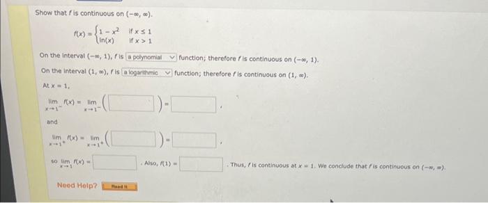 Solved Show That F Is Continuous On −∞ ∞ F X {1−x2ln X