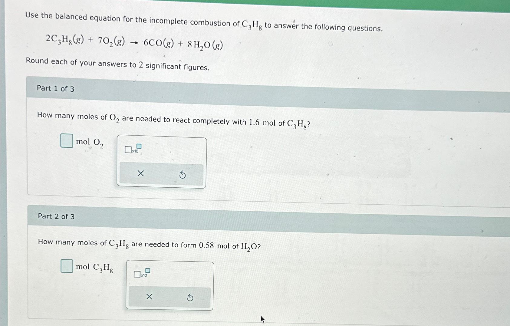 Solved Use the balanced equation for the incomplete | Chegg.com