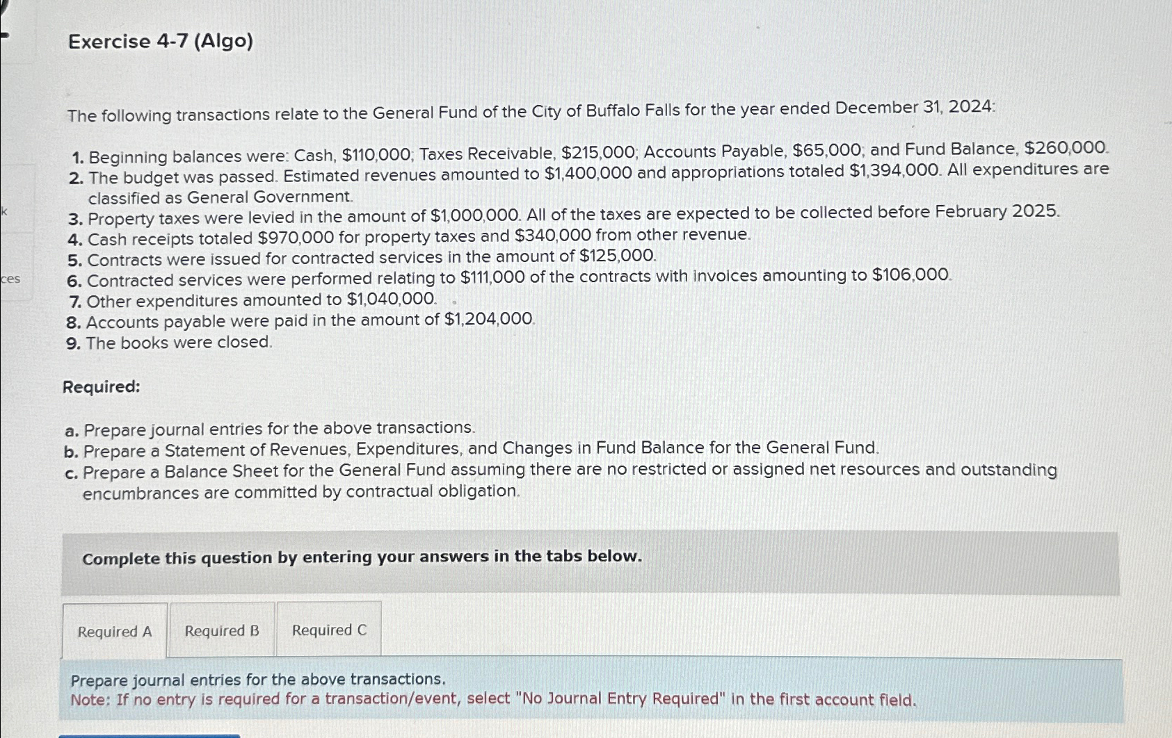 Solved Exercise 4-7 (Algo)The following transactions relate | Chegg.com