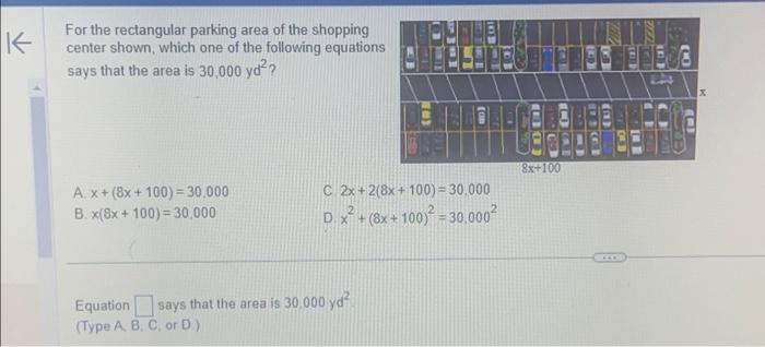Solved K For the rectangular parking area of the shopping | Chegg.com
