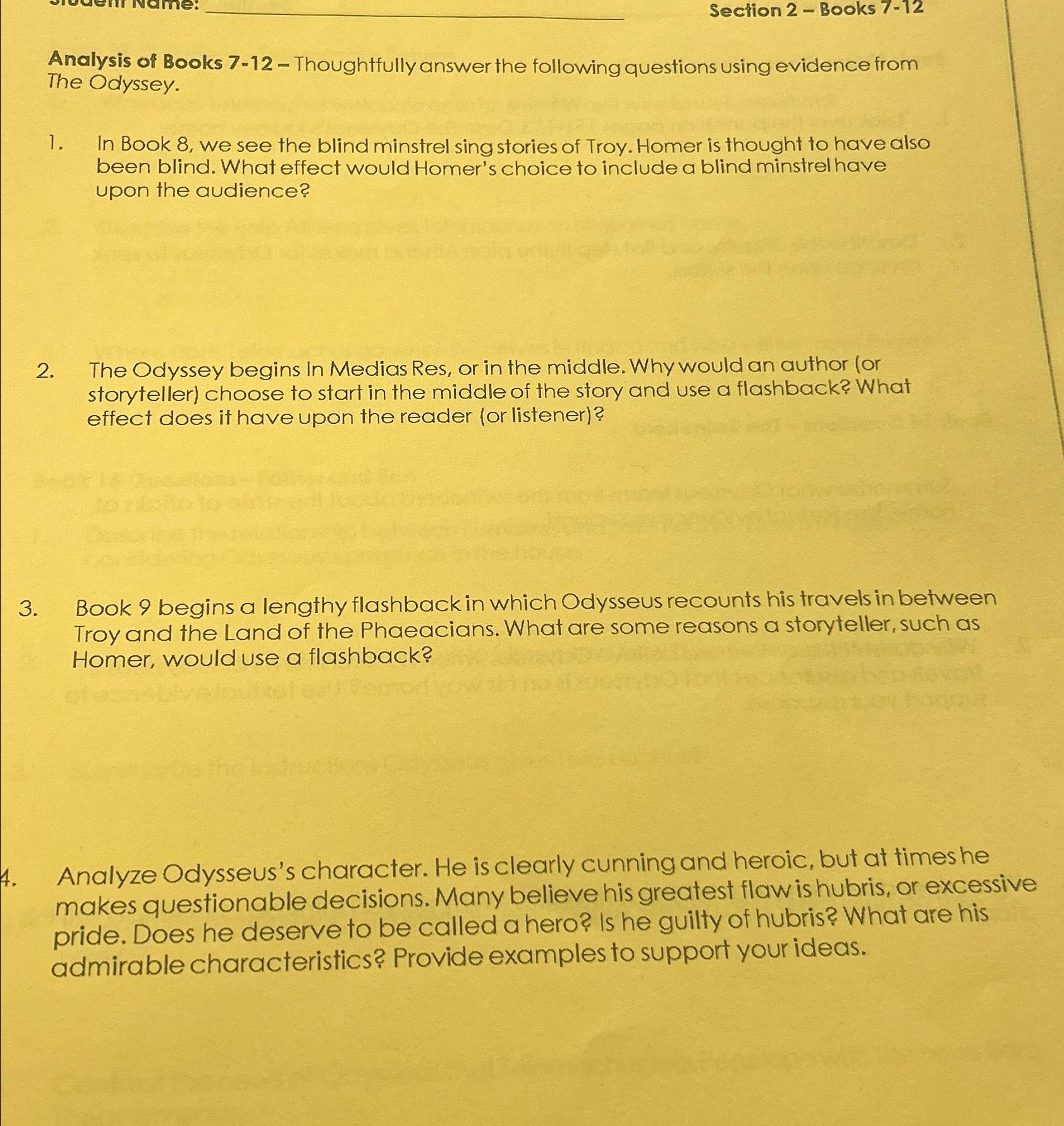 Solved Analysis of Books 7-12 - ﻿Thoughtfully answer the | Chegg.com