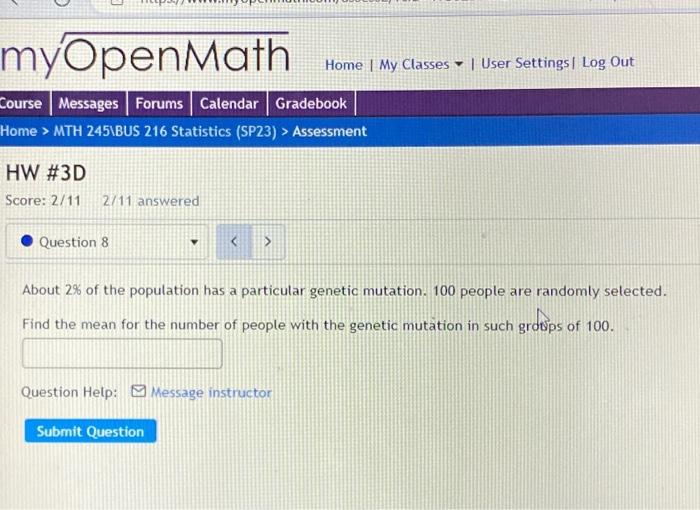 Solved myOpenMath Course Messages Forums Calendar Gradebook | Chegg.com