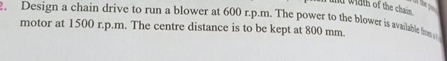 Solved Design a chain drive to run a blower at 600 ﻿r.p.m. | Chegg.com