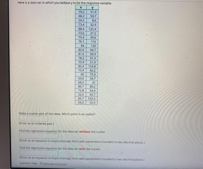 Solved Here Is A Data Set In Which You Believe Y To Be The Chegg