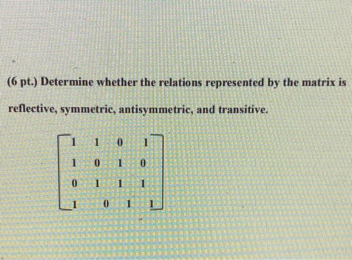 Solved (6 pt.) Determine whether the relations represented | Chegg.com
