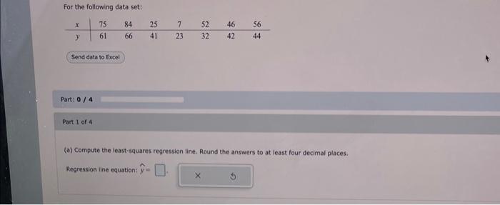 Solved For The Following Data Set Part 0 2 Part 1 Of 2 A