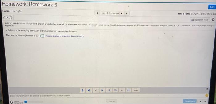 Solved Homework: Homework 6 Sere Score: 0 of 6 pts of 10 | Chegg.com