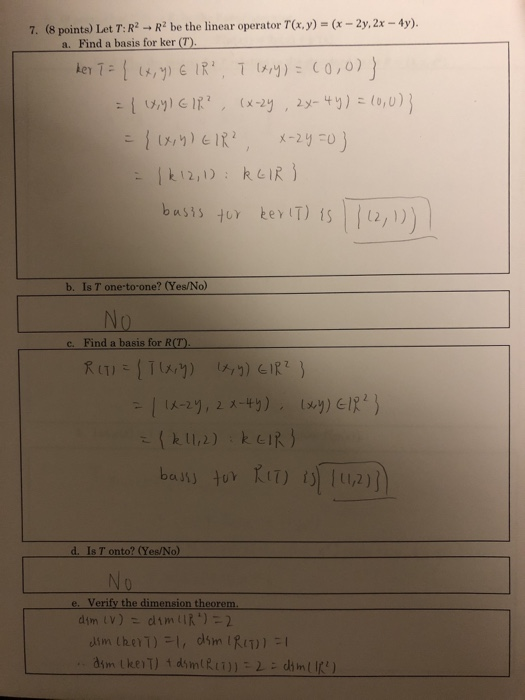 Solved 7. (8 points) Let T:R? - R be the linear operator | Chegg.com