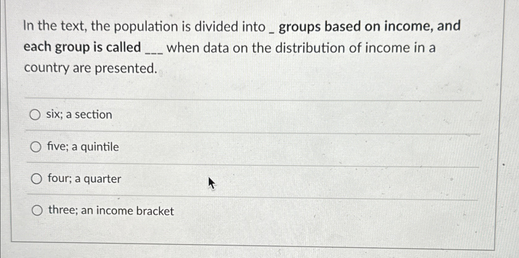 Solved In the text, the population is divided into _ ﻿groups | Chegg.com