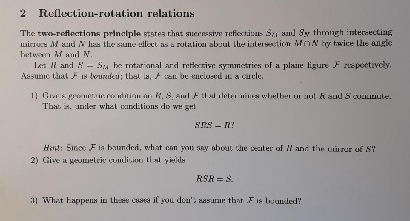 Solved 2 Reflection-rotation relations The two-reflections | Chegg.com