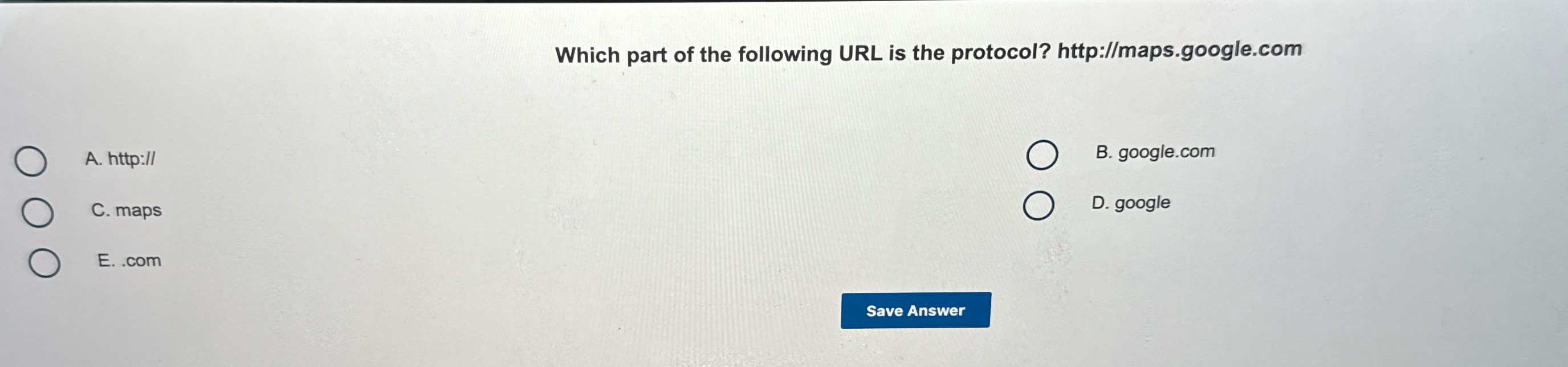 Solved Which part of the following URL is the protocol? | Chegg.com