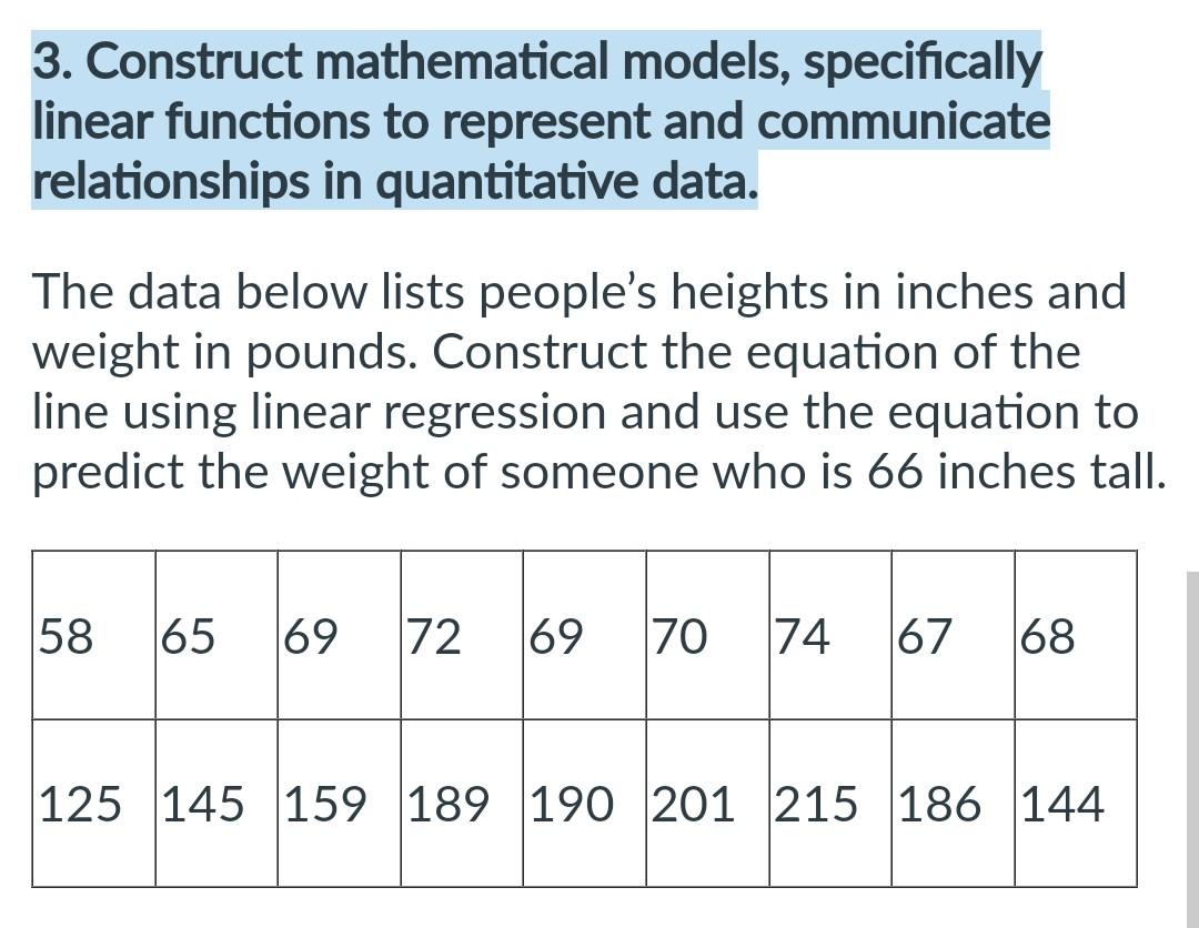 Solved 3. Construct mathematical models, specifically linear | Chegg.com