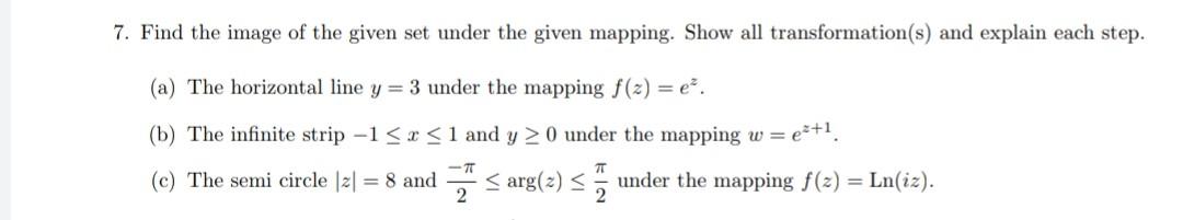 Solved 7. Find the image of the given set under the given | Chegg.com