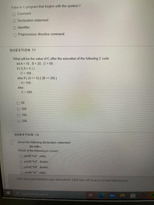 Solved A line in C program that begins with the symbol // | Chegg.com