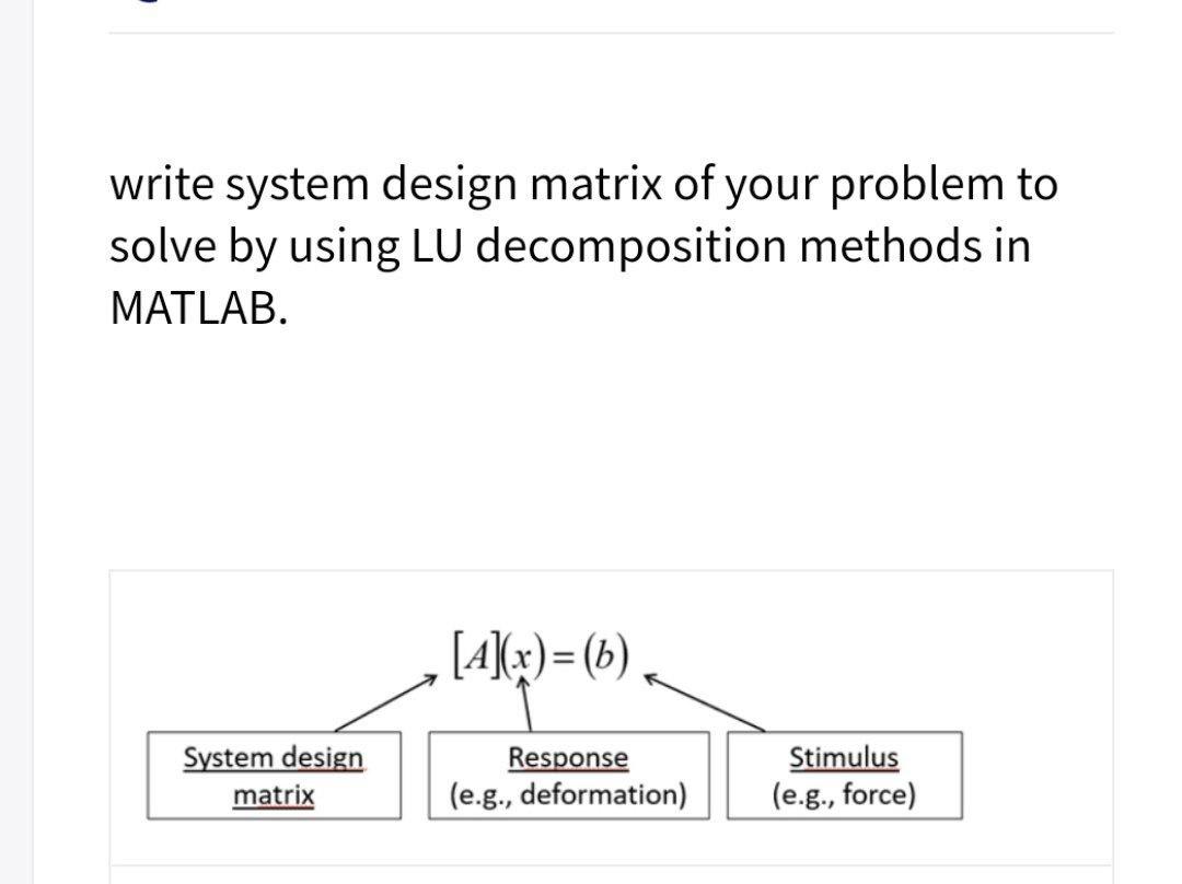 Solved write system design matrix of your problem to solve | Chegg.com