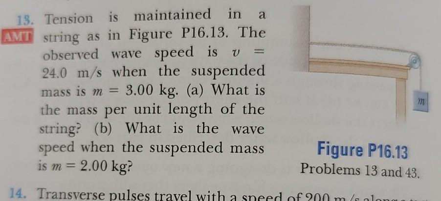 Solved = 13. Tension is maintained in a AMT string as in | Chegg.com