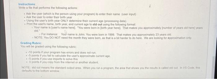 Solved Instructions: Write a file that performs the | Chegg.com