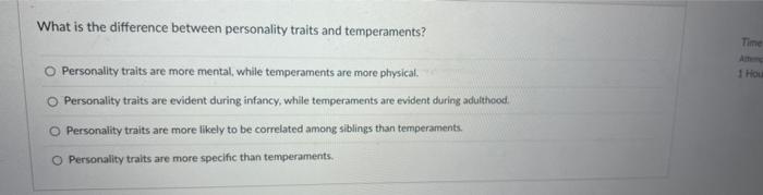 Solved What is the difference between personality traits and | Chegg.com