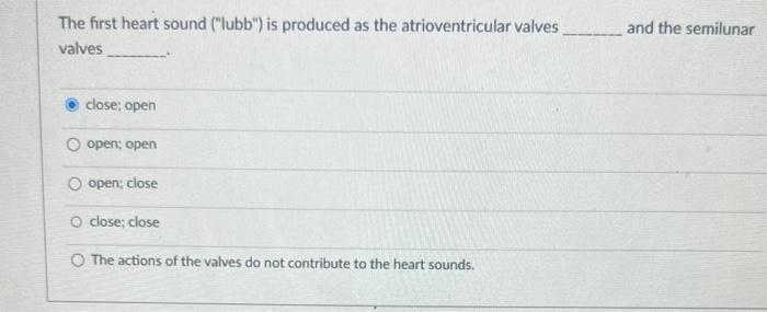 Solved The first heart sound ("lubb") is produced as the | Chegg.com