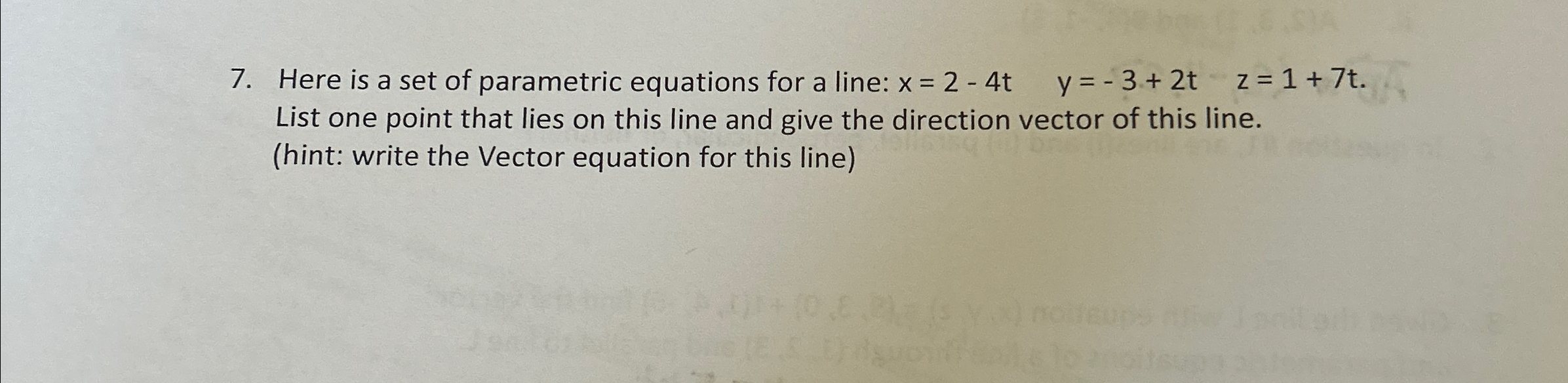 Solved Here is a set of parametric equations for a line: | Chegg.com