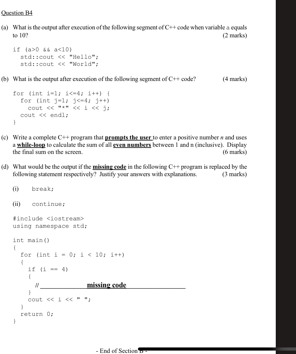 Solved Question B4(a) ﻿What is the output after execution of | Chegg.com