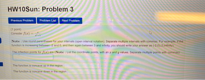Solved HW10 Sun: Problem 3 Previous Problem Problem List | Chegg.com