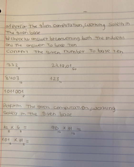 Solved af perron The glven computation, working solely in | Chegg.com