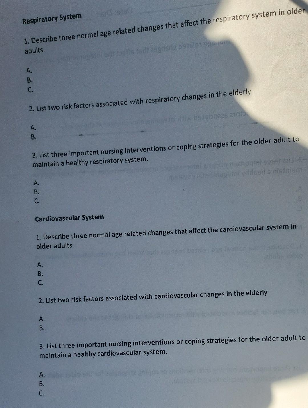 1. Describe three normal age related changes that | Chegg.com