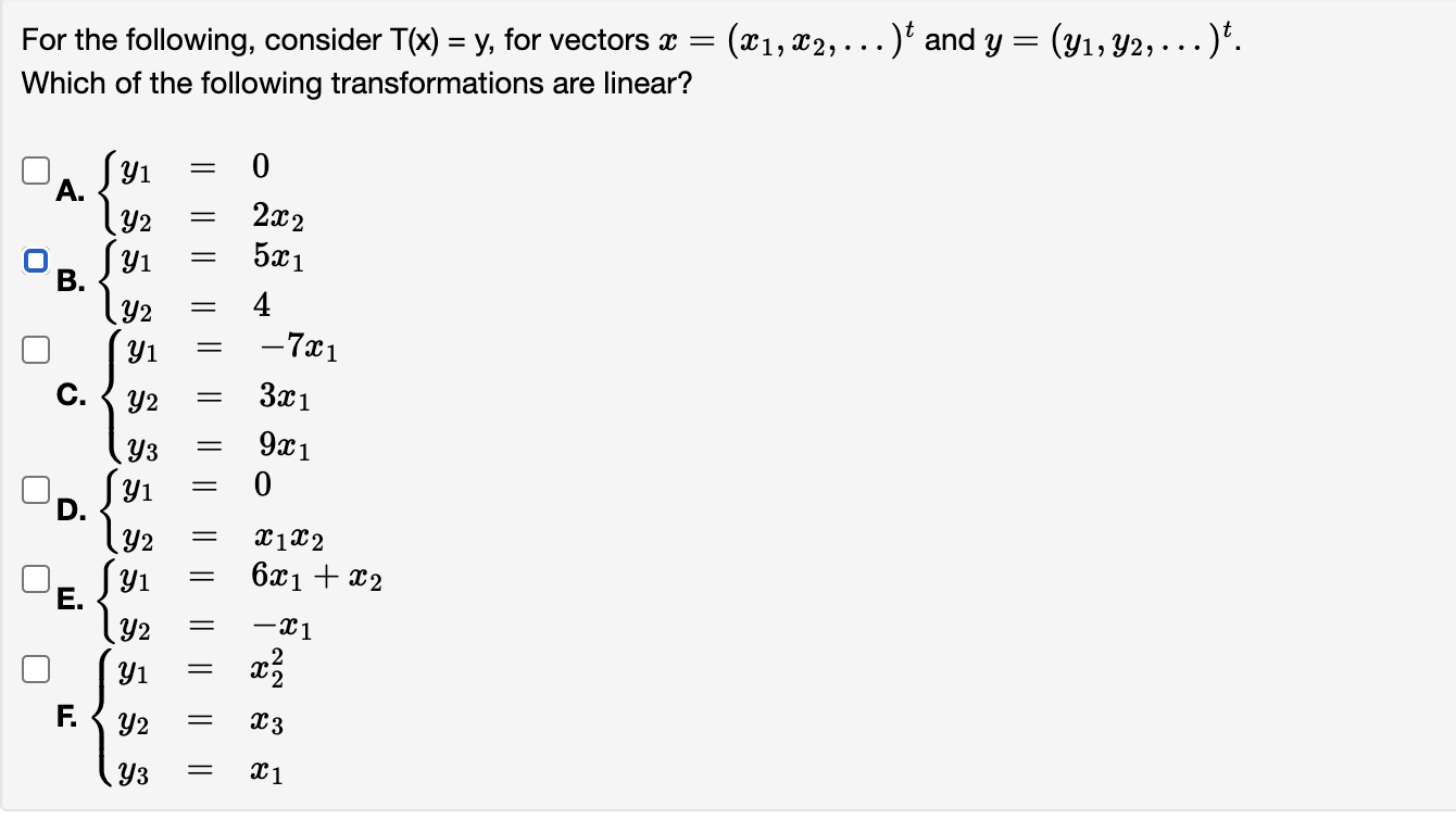 Solved For the following, consider T(x)=y, ﻿for vectors | Chegg.com