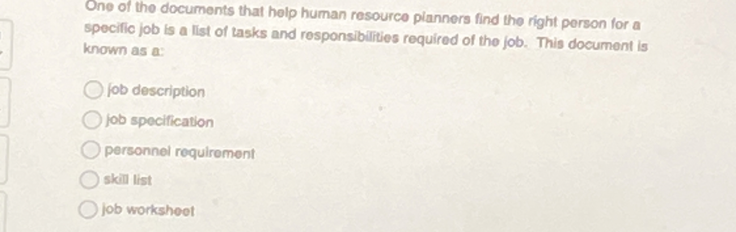 Solved One of the documents that help human resource | Chegg.com
