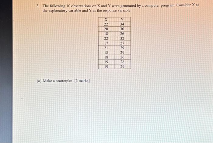 Solved 3. The following 10 observations on \\( \\mathrm{X} | Chegg.com