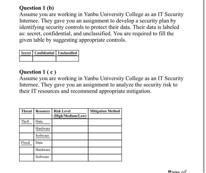 Solved Question 1 (b) Assume you are working in Yanbu | Chegg.com