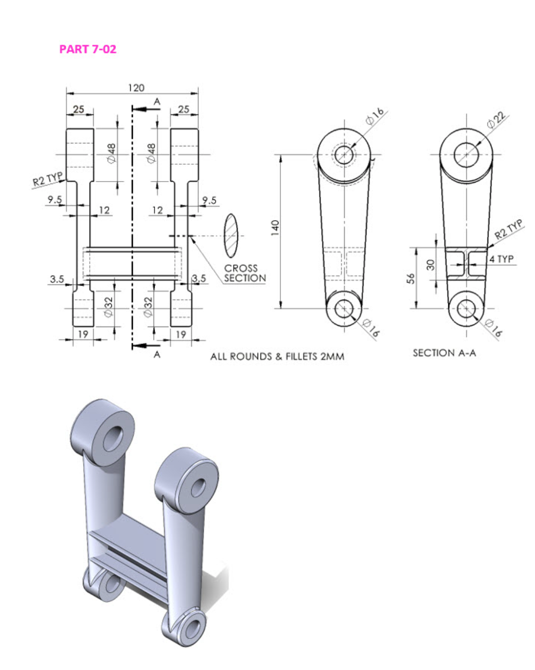 Solved PART 7-02 120 A 25 25 016 022 48 048 R2 TYP 9.5 9.5 | Chegg.com