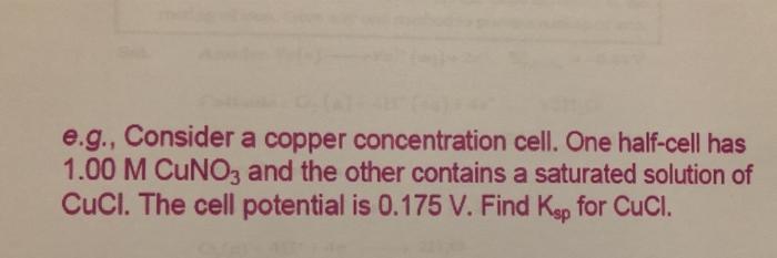 Solved e.g., Consider a copper concentration cell. One | Chegg.com
