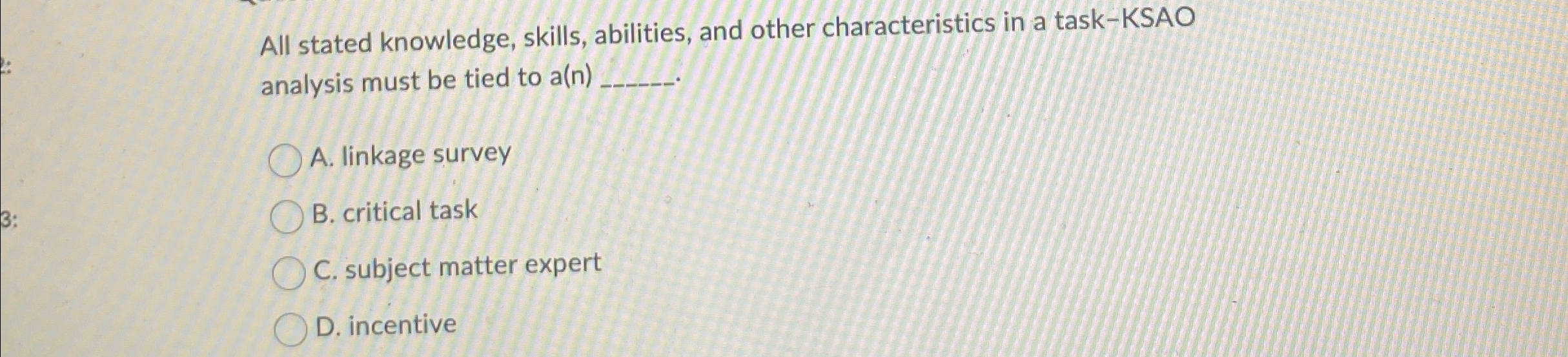 Solved All stated knowledge, skills, abilities, and other | Chegg.com