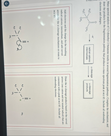 Solved Mass spectral analysis of 3,3-dimethyl-2-butanone | Chegg.com