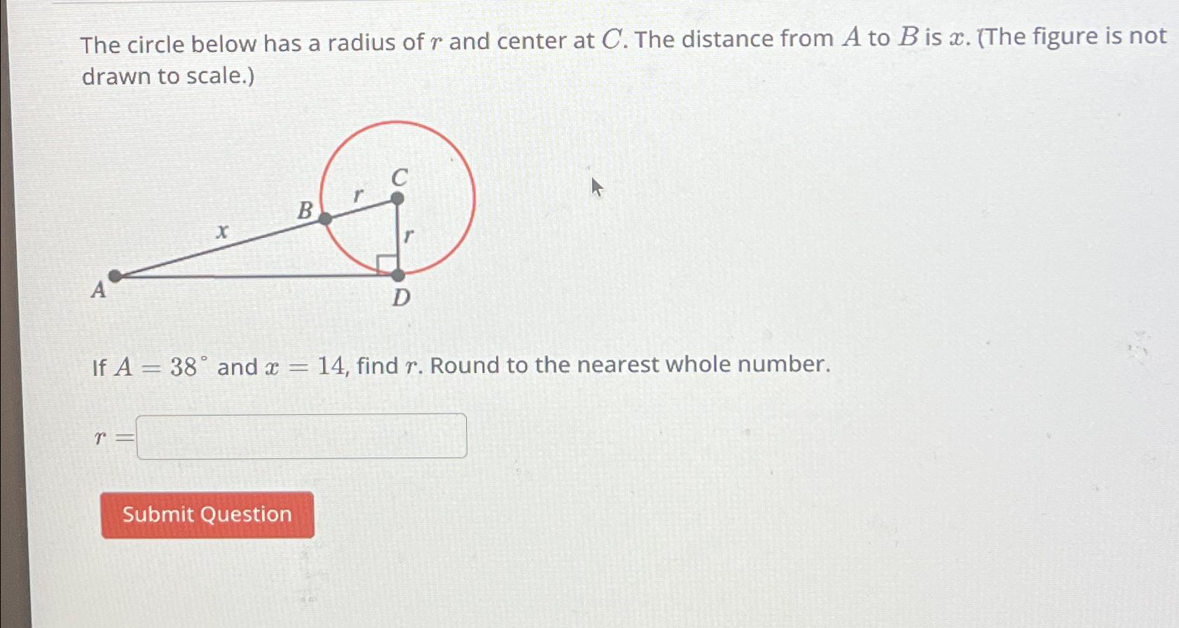 Solved The circle below has a radius of r and center at C. | Chegg.com