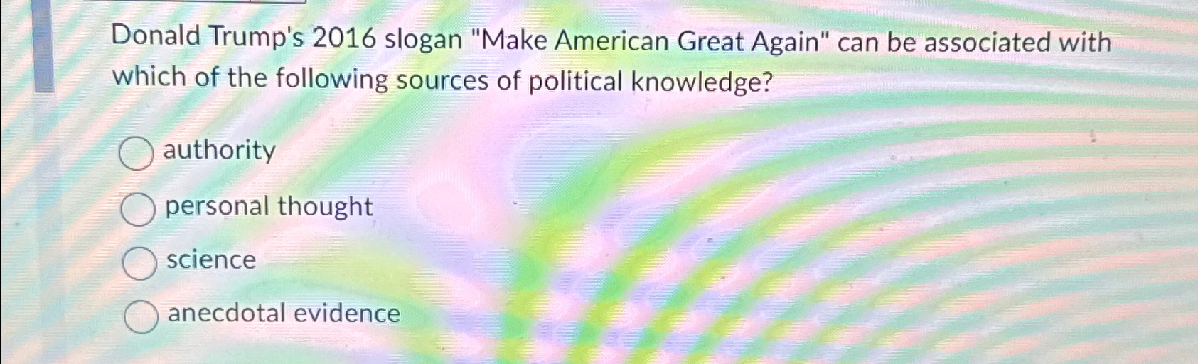 Solved Donald Trump's 2016 ﻿slogan "Make American Great | Chegg.com