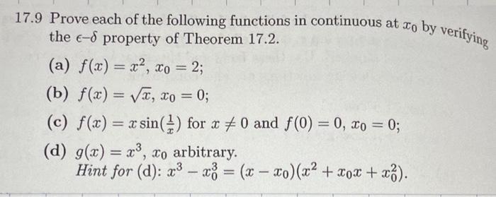 Solved 17.9 Prove each of the following functions in | Chegg.com