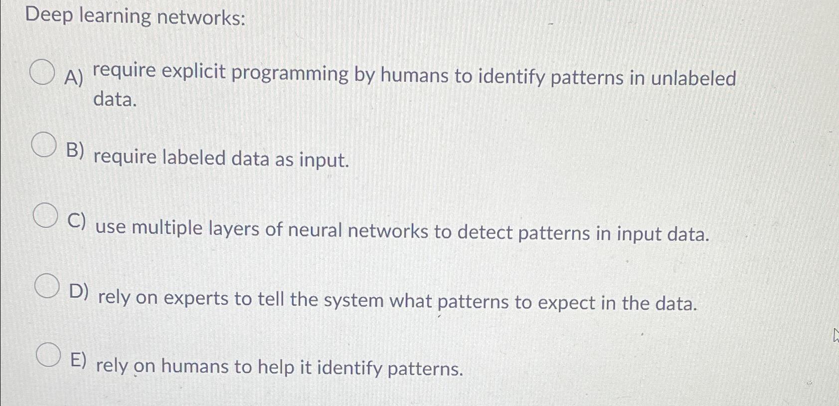 Solved Deep learning networks:A) ﻿require explicit | Chegg.com