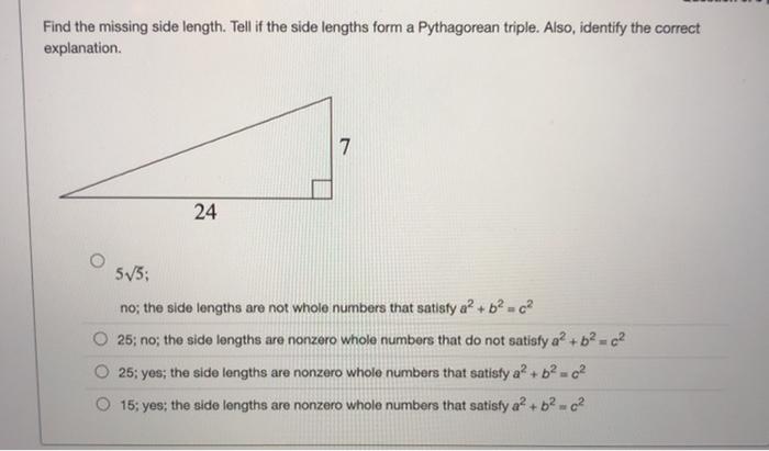 Solved Find the missing side length. Tell if the side | Chegg.com