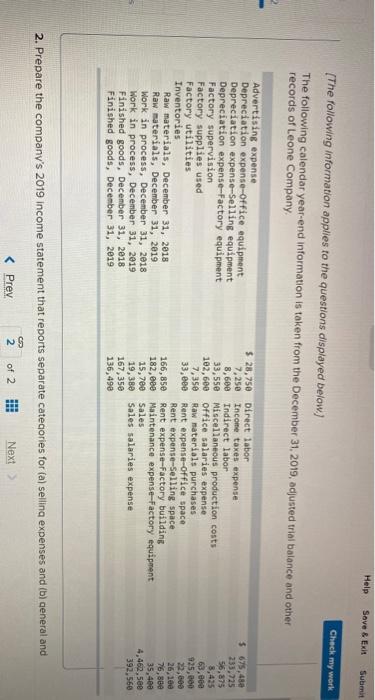 Solved Help Save & EX Submit Check my work [The following | Chegg.com