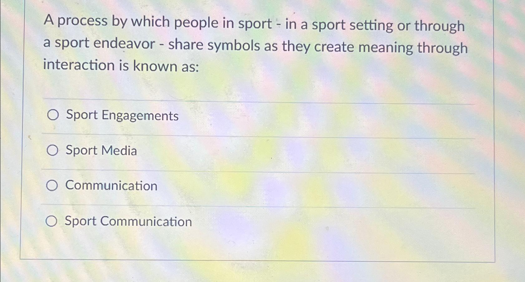 Solved A process by which people in sport - ﻿in a sport | Chegg.com