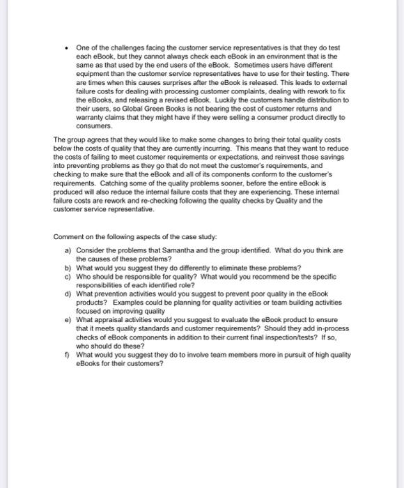 Solved Mini-Case Study: Quality Management at Global Green | Chegg.com