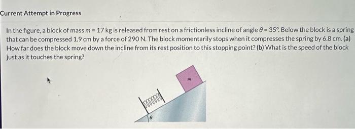 Solved In the figure, a block of mass m=17 kg is released | Chegg.com