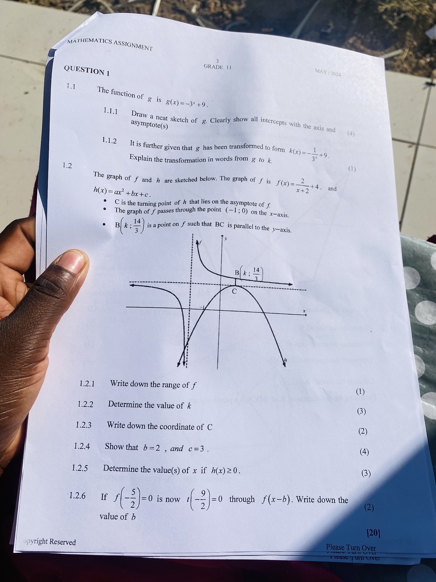 Solved MÄ ﻿MeTHEMATICS ASSIGNMENTMAY/2024QUESTION 1GRADE | Chegg.com