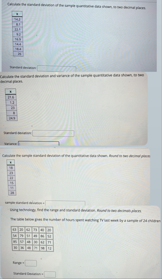 Calculate the standard deviation of the sample | Chegg.com